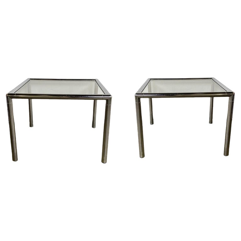 Pair of Chrome Tube End Tables For Sale at 1stDibs