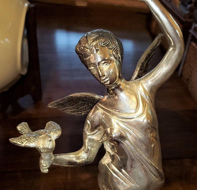 Pair of Chromed Angel Centerpieces at 1stDibs