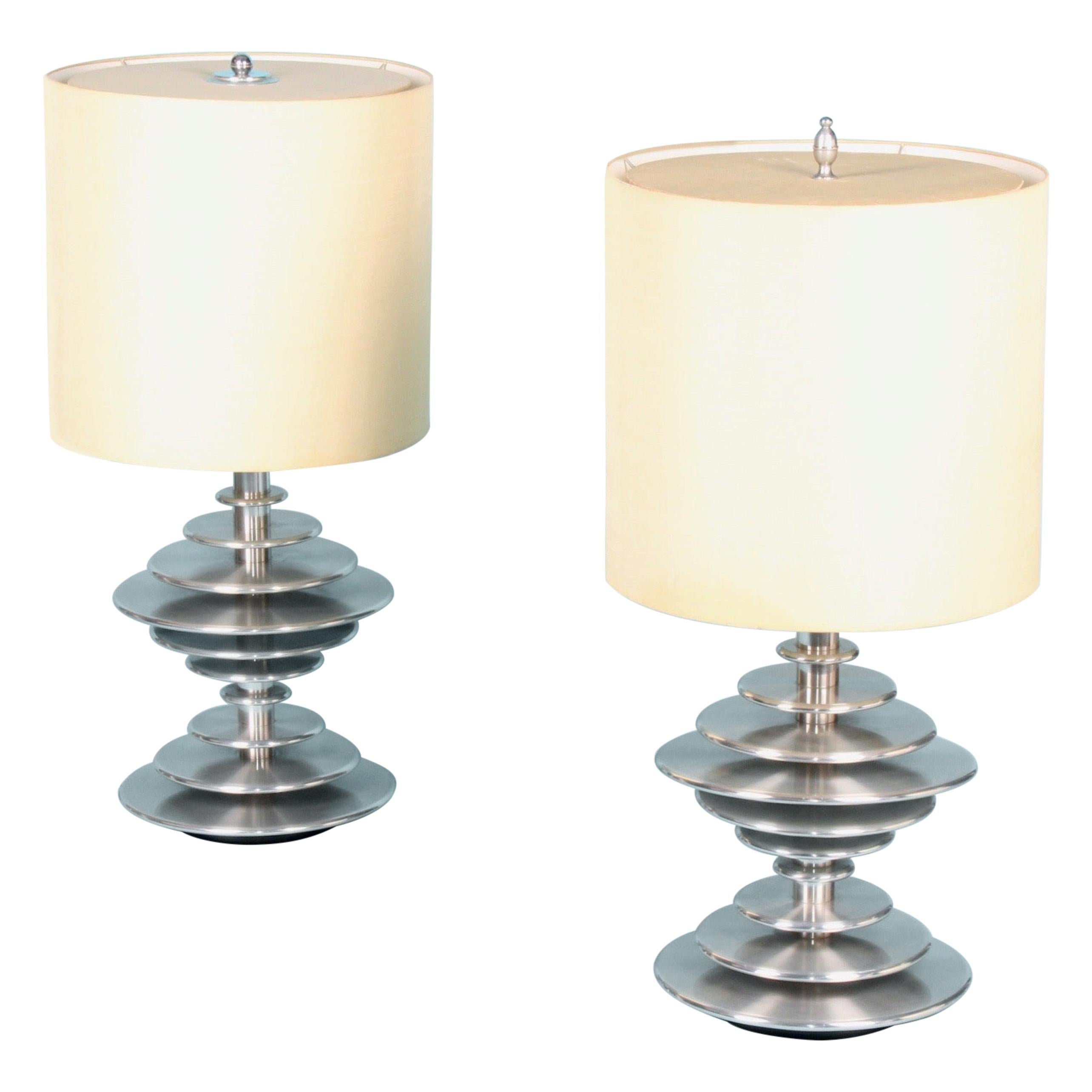 Pair of Stefano Cevoli Metal Table Lamps For Sale at 1stDibs