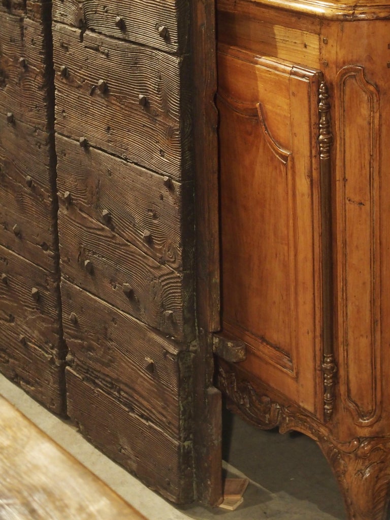 Pair of circa 1700 Italian Larch Wood Doors with Nailheads at 1stDibs
