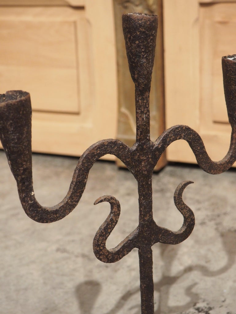 Pair of Hand Forged Iron Candle Holders from Spain, circa 1800 For Sale ...