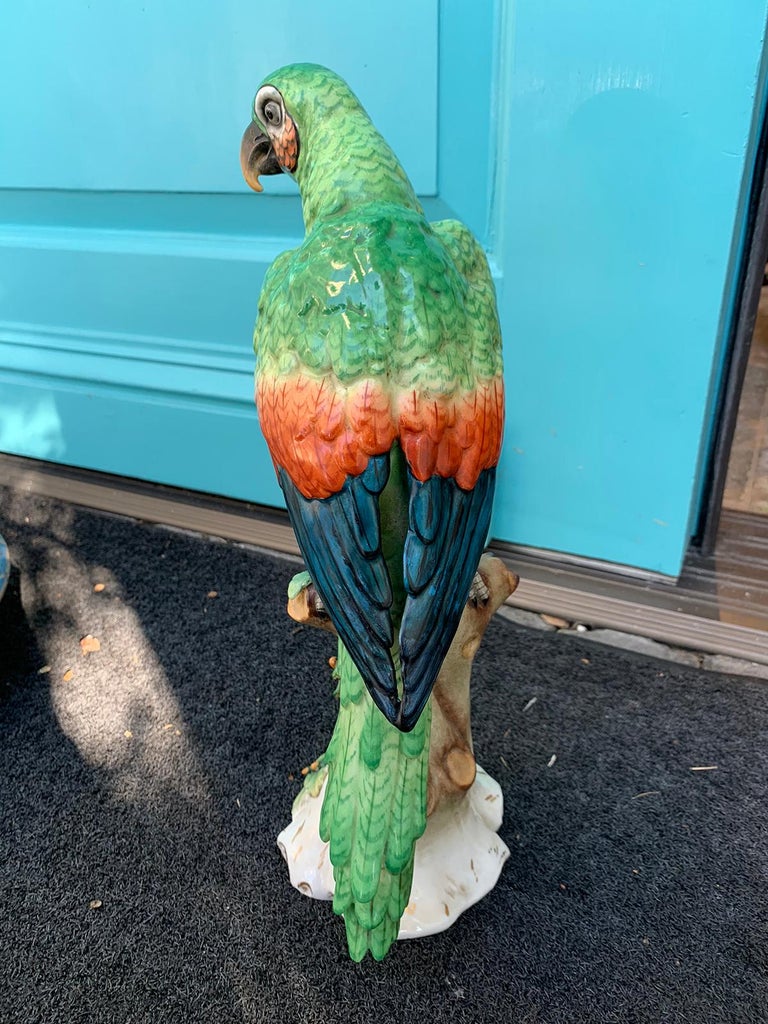 Pair of Circa 1880s Edme Samson French Glazed Porcelain Parrots on ...