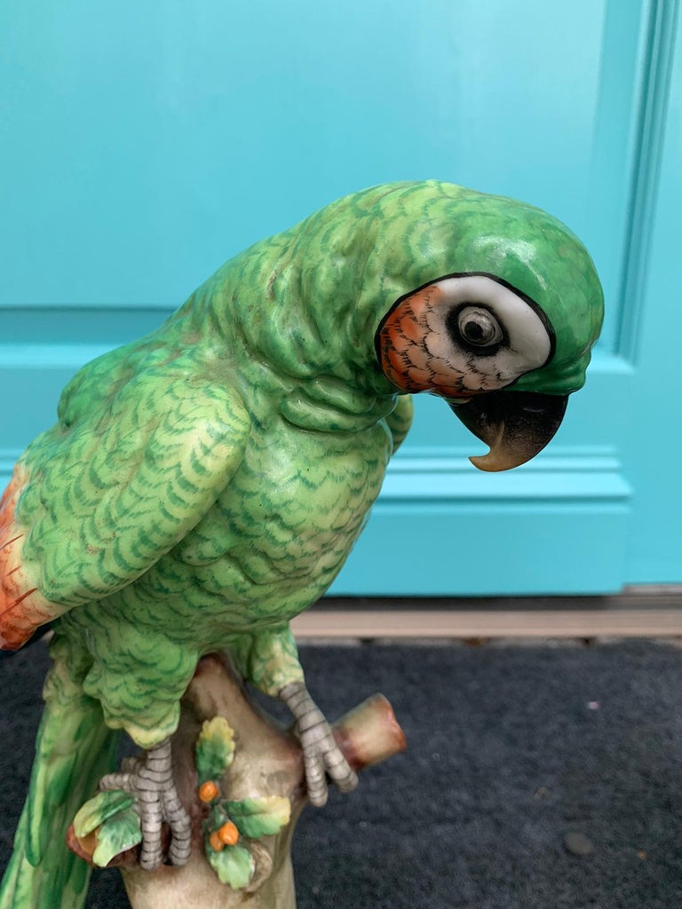 Pair of Circa 1880s Edme Samson French Glazed Porcelain Parrots on ...