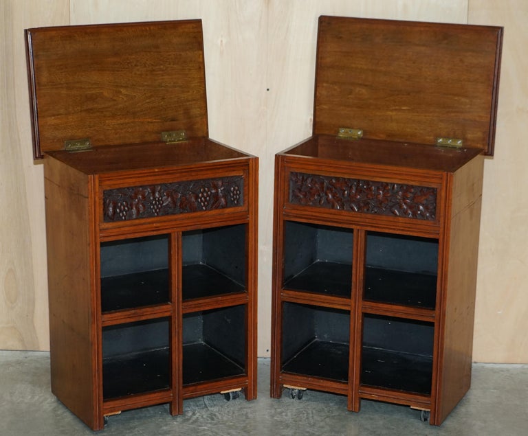 Pair of circa 1900 Hand Carved Side Table Bookcases with Open Tops for ...
