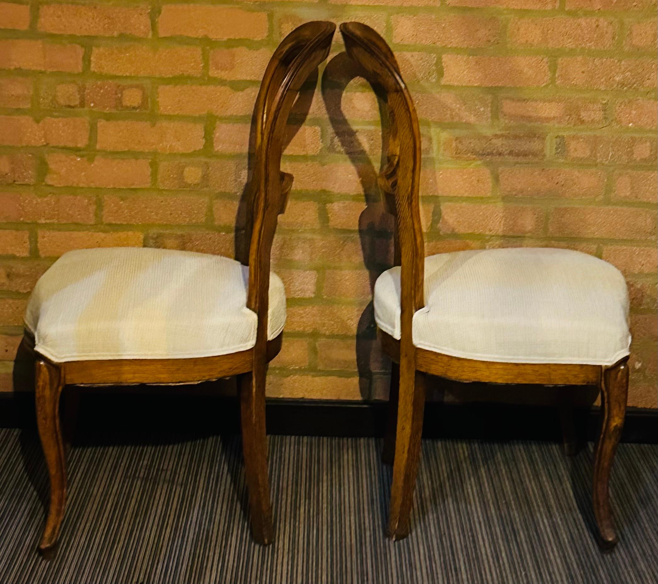 Pair of Circa 1900s Victorian Oak Balloon Back Chairs Reupholstered For ...