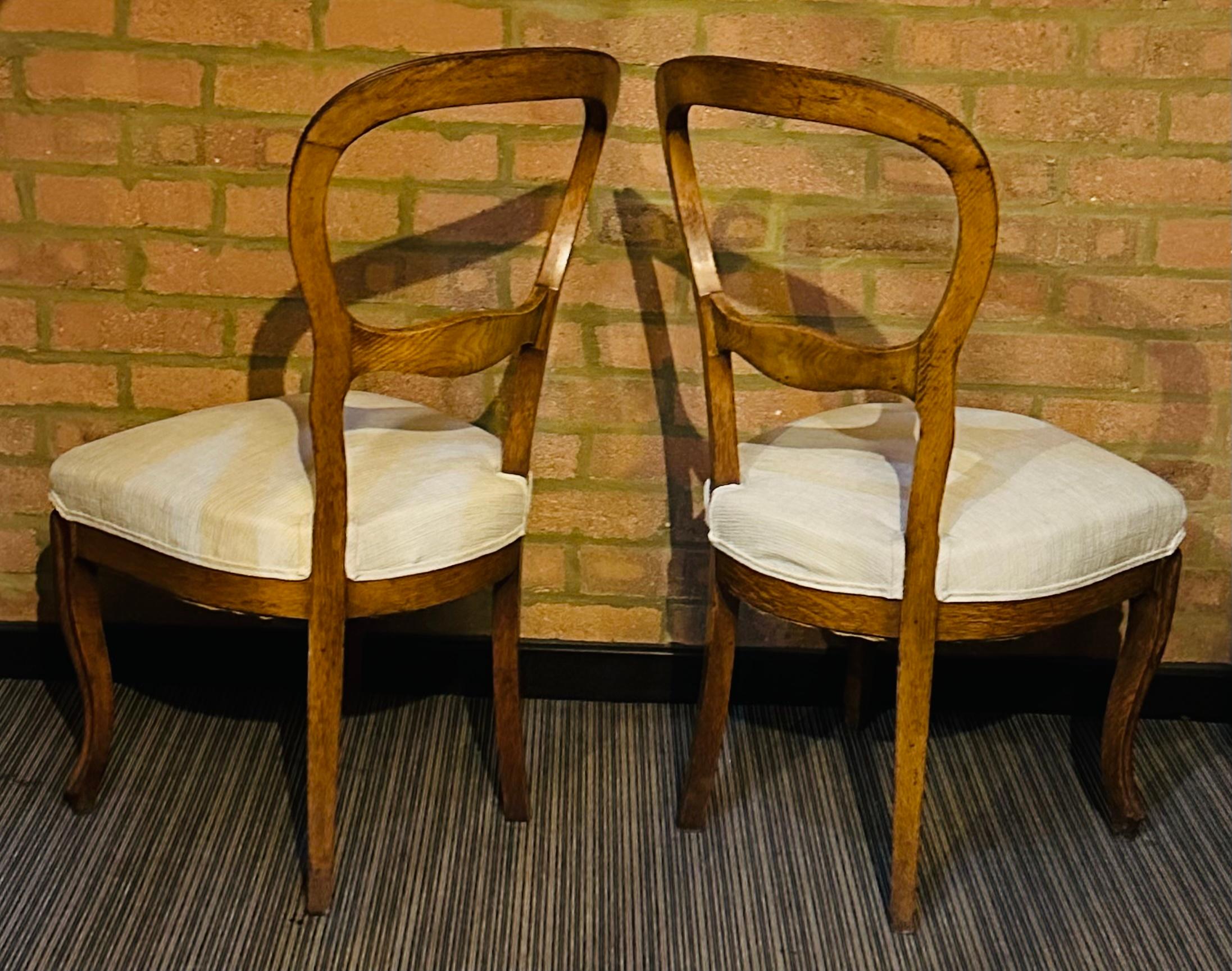 Pair of Circa 1900s Victorian Oak Balloon Back Chairs Reupholstered For ...