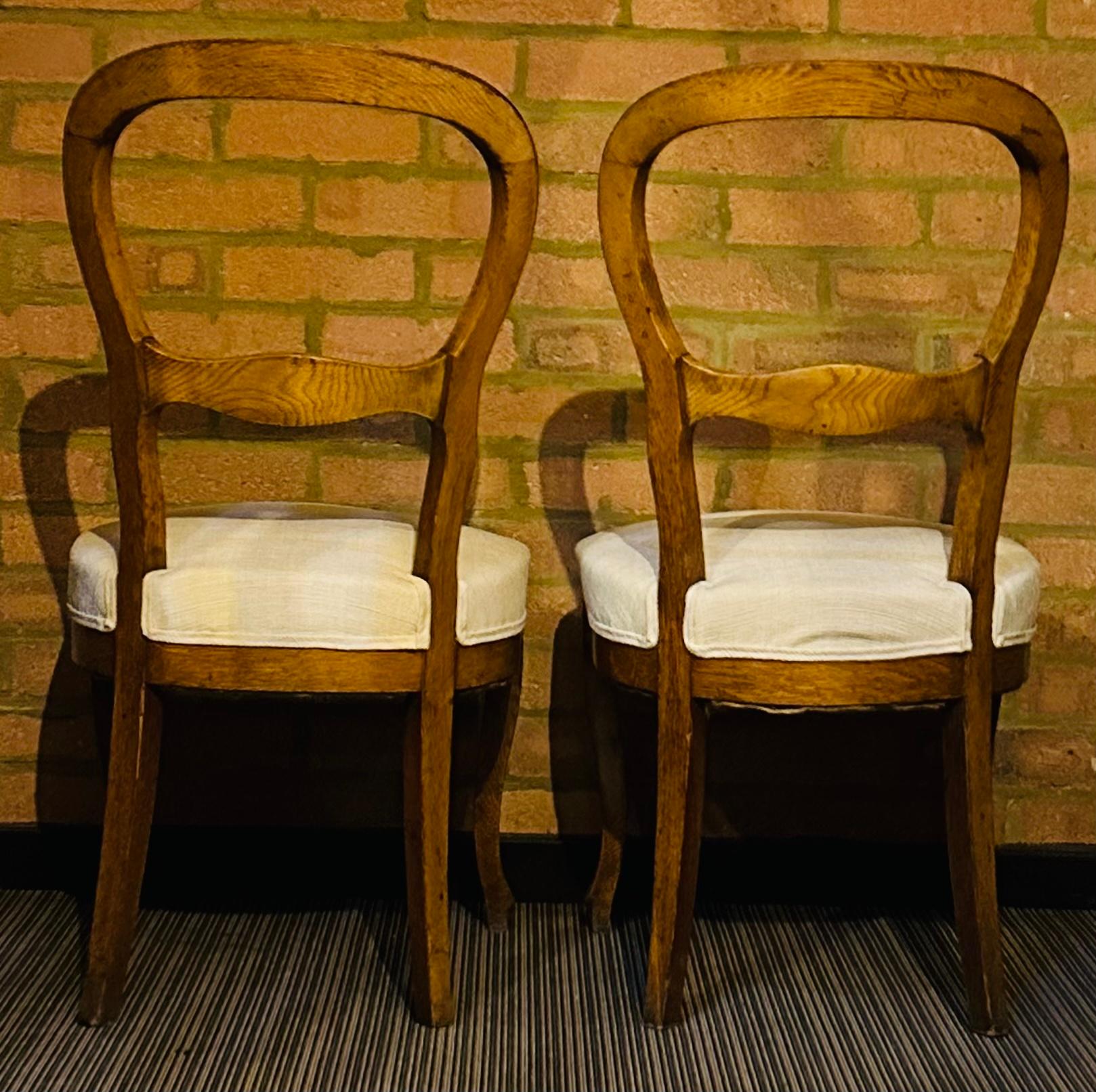 Pair of Circa 1900s Victorian Oak Balloon Back Chairs Reupholstered For ...