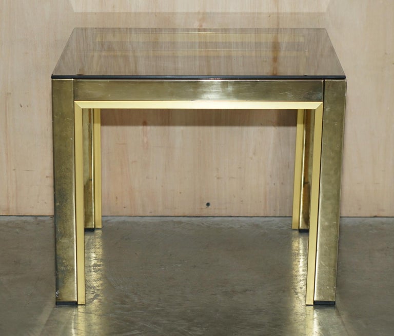 Pair of circa 1950's Mid-Century Modern Brass and Glass Side Tables ...