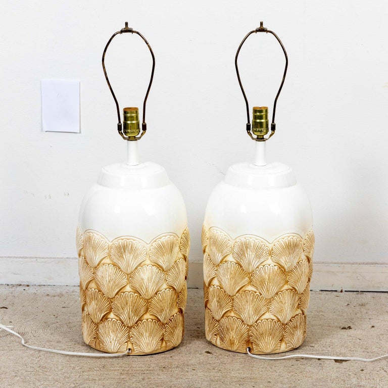Pair of Clam Shell Lamps For Sale at 1stDibs