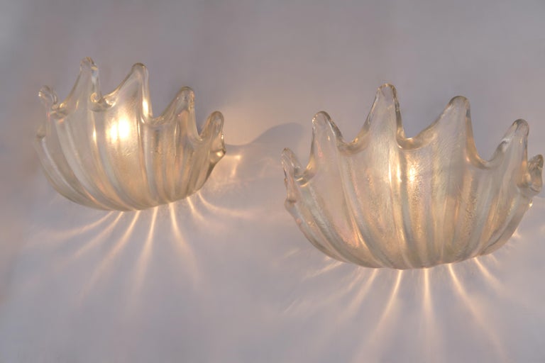 Pair of Clamshell Sconces by Barovier and Toso in Glass, Italy, 1940 ...