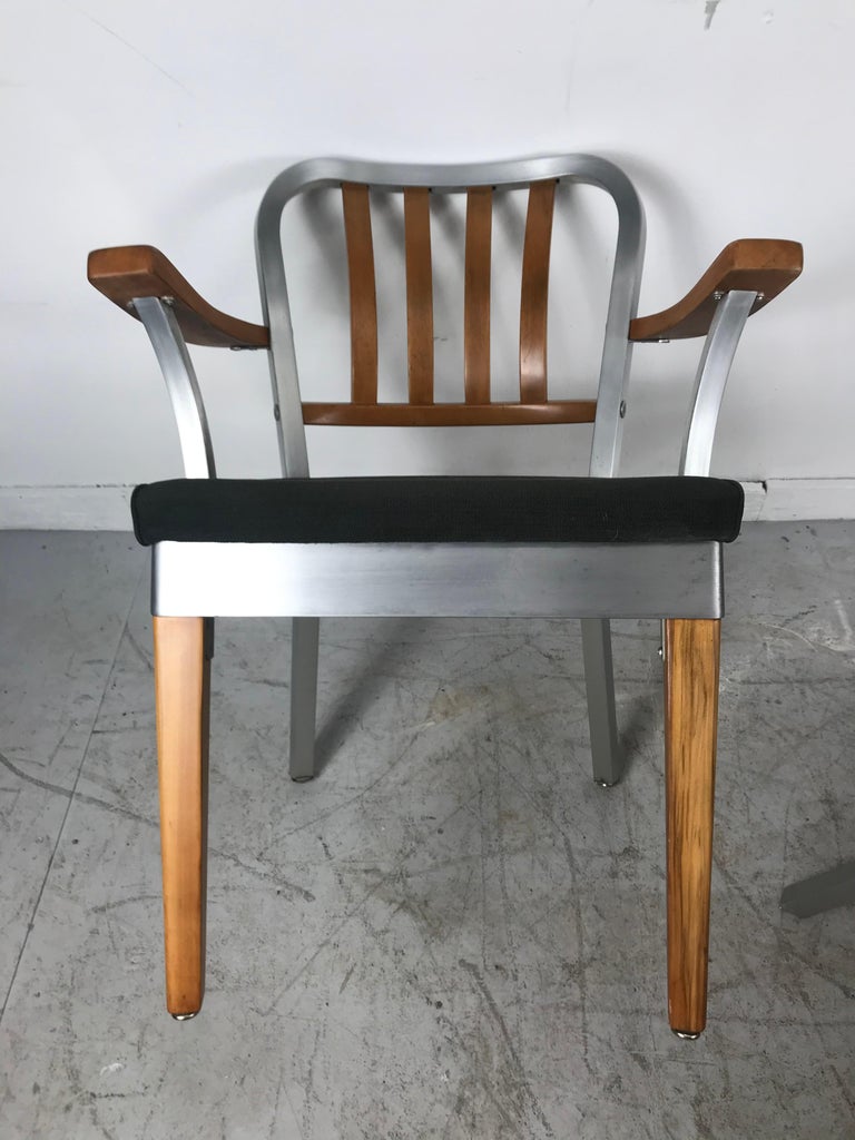 Pair of Classic Aluminum and Maple Armchairs by Shaw Walker 1940s ...