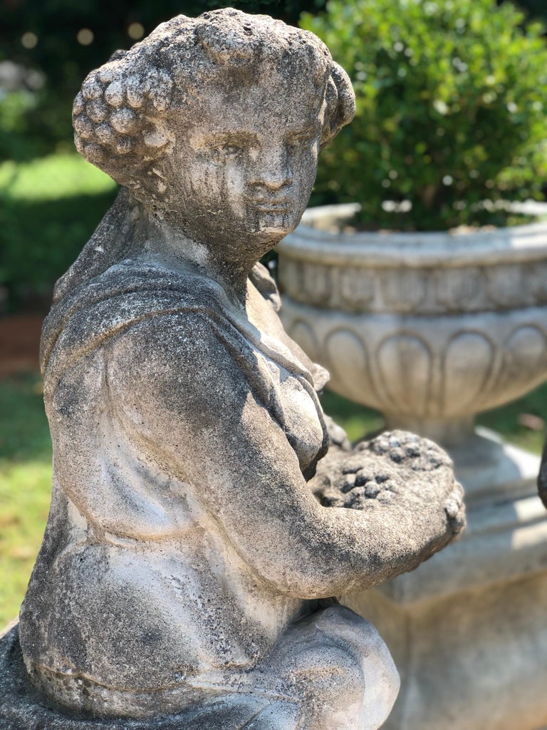 Pair of Classical Cast Stone Four Seasons Garden Statues For Sale at ...