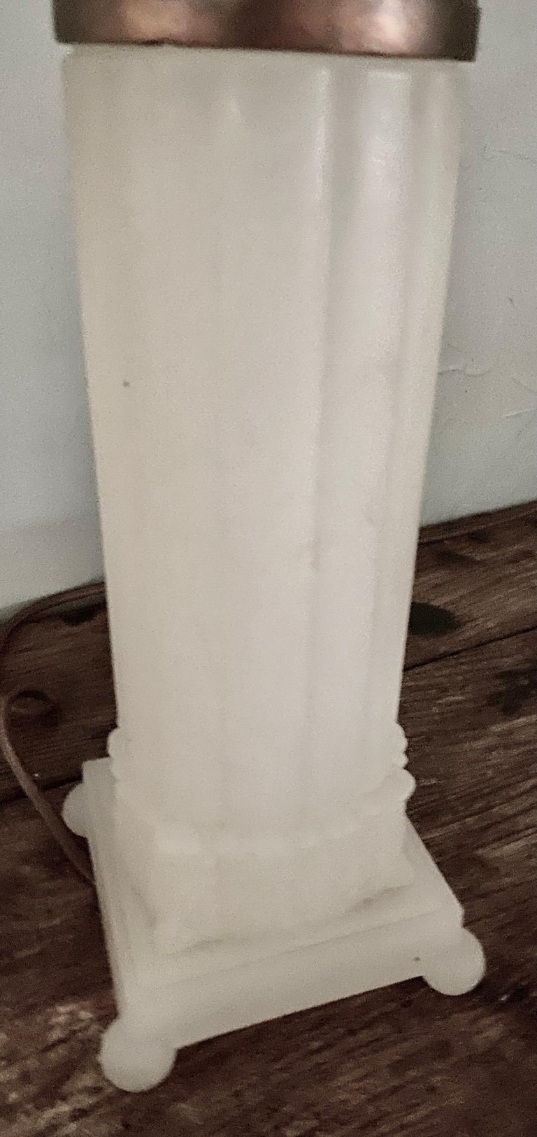 Pair of Classical White "Alabaster" Like Moonstone Lamps For Sale at ...