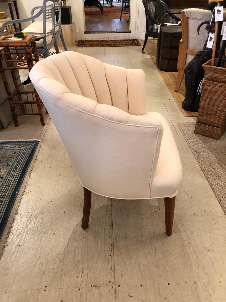 Pair of Classy Newly Upholstered Channel Back Club Chairs For Sale at ...