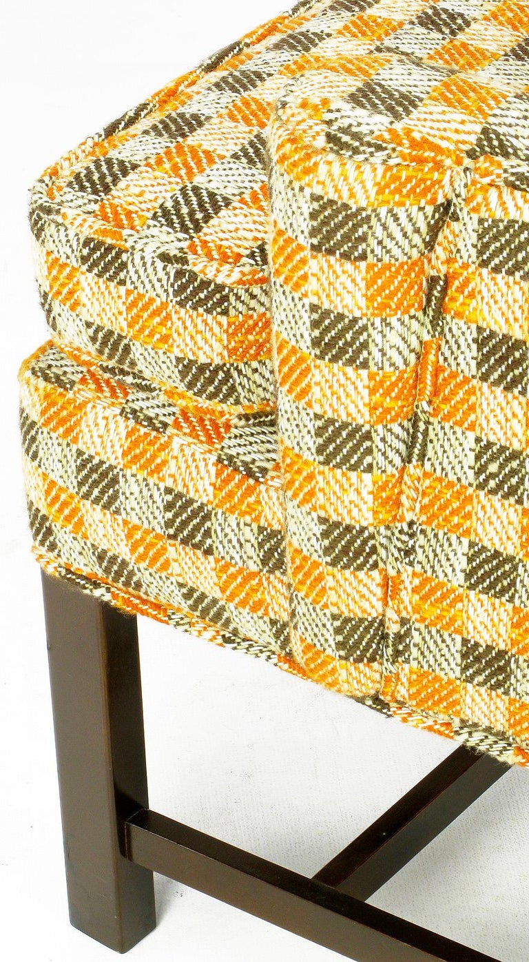 Pair of Clean Lined Autumn Plaid Wool Upholstered Wing Chairs with ...