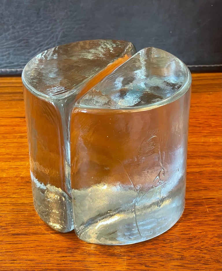 Pair of Clear Glass Half Moon Glass Bookends by Wayne Husted for Blenko ...