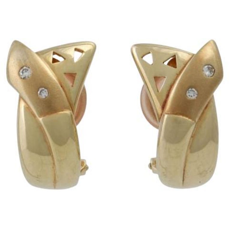 Pair of Clip Ear Studs, with 4 Brill. Together Approx. 0.06 Ct, Good ...
