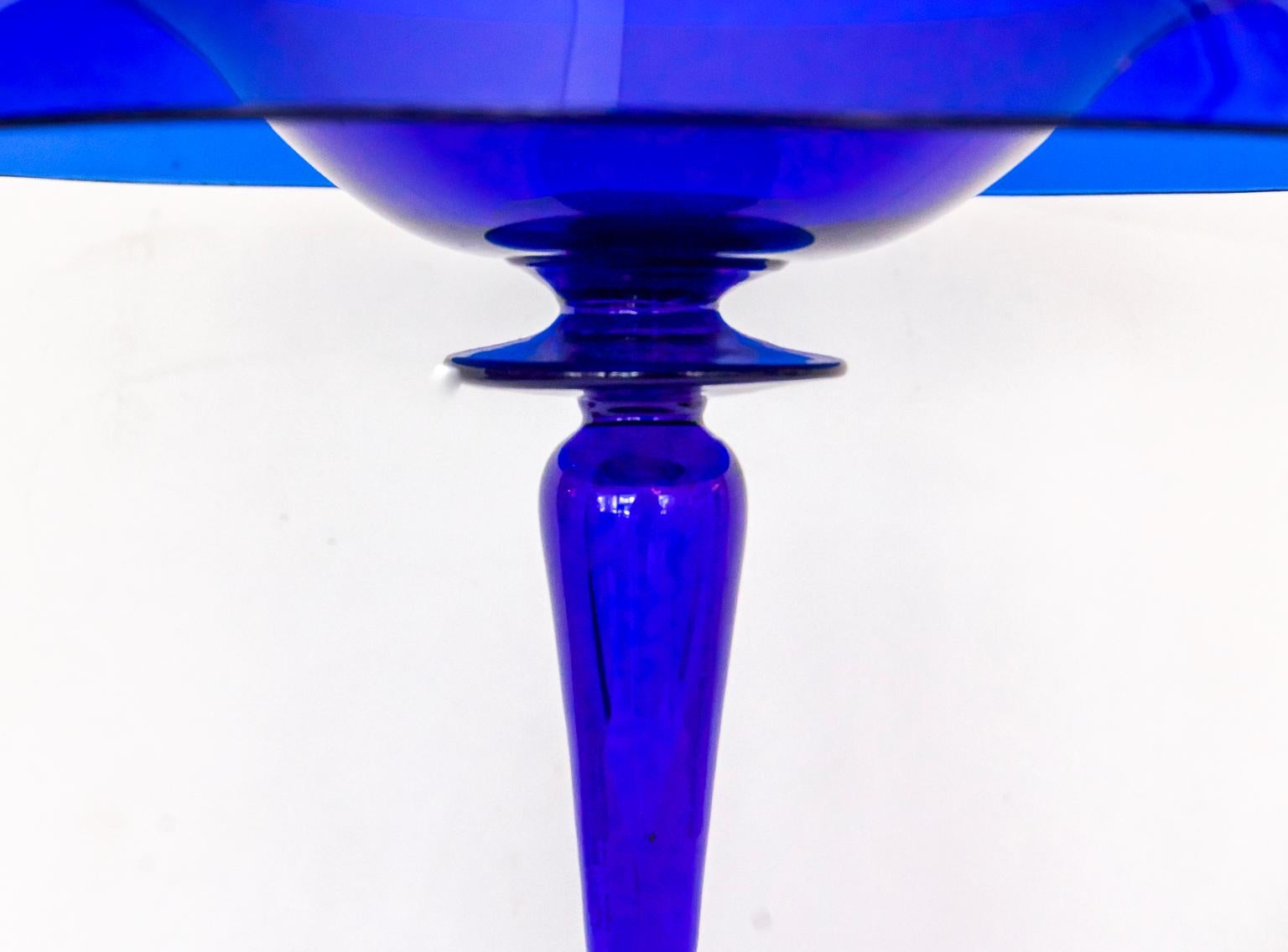Pair of Cobalt Blue Glass Compotes at 1stDibs