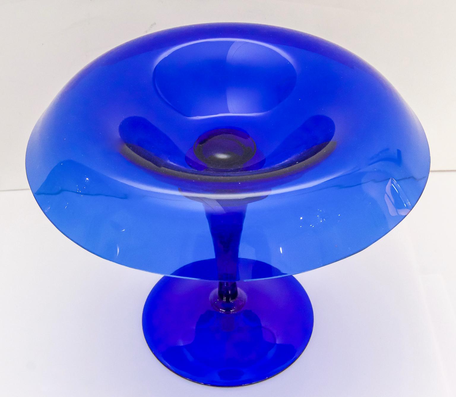Pair of Cobalt Blue Glass Compotes at 1stDibs