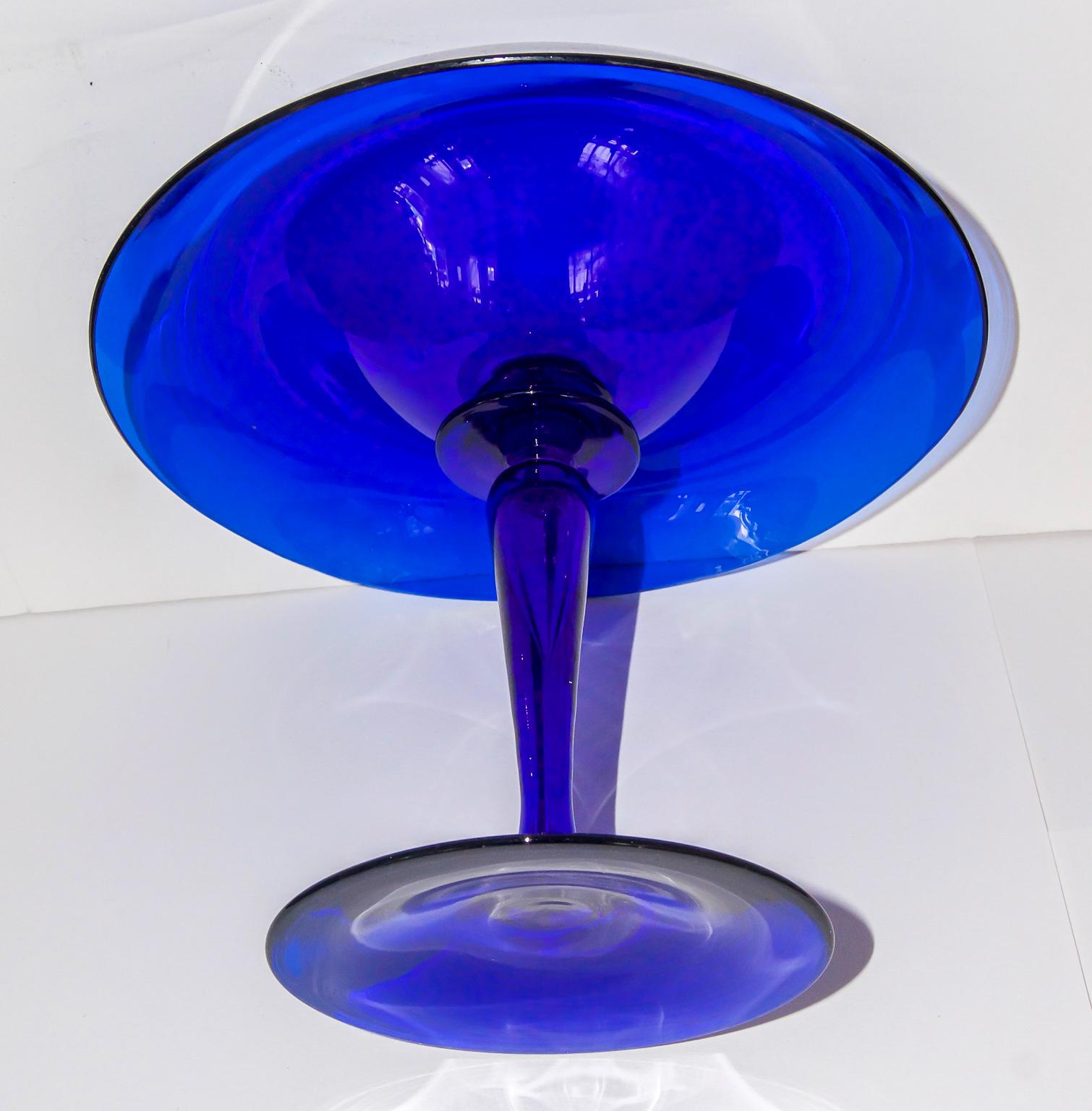 Pair of Cobalt Blue Glass Compotes at 1stDibs