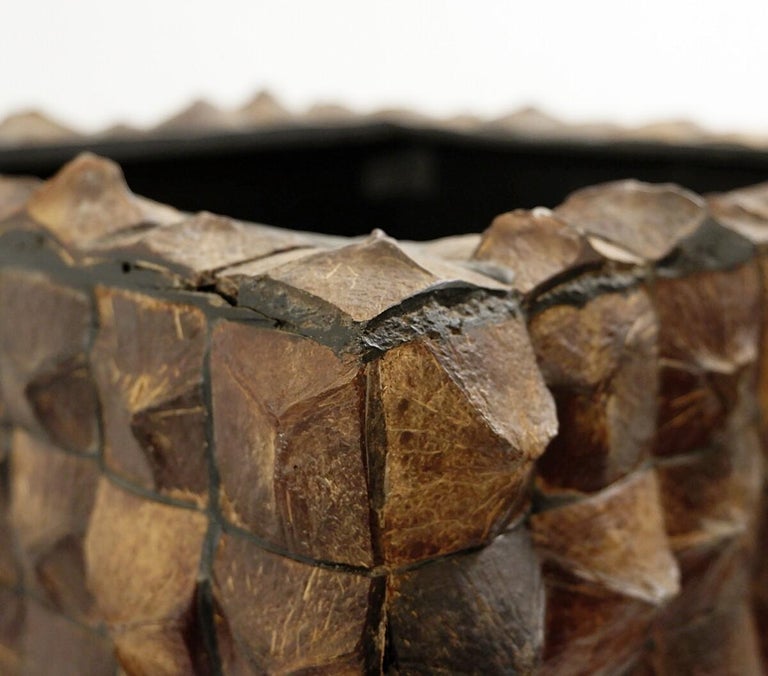 Pair of Coconut Mosaic Shell Plant Holders For Sale at 1stDibs