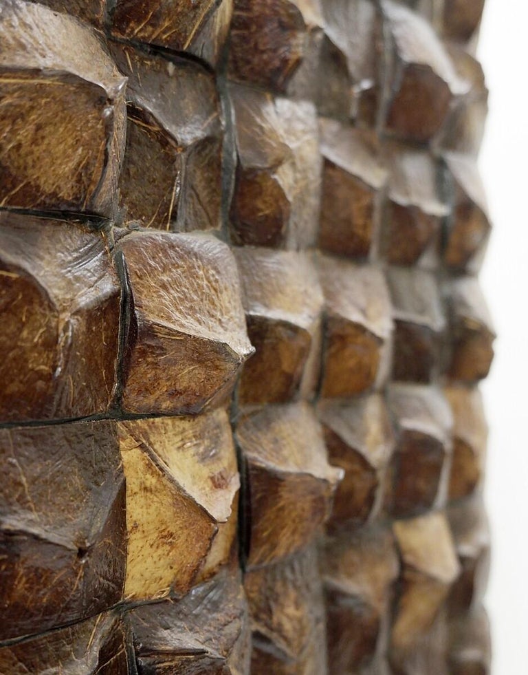 Pair of Coconut Mosaic Shell Plant Holders For Sale at 1stDibs