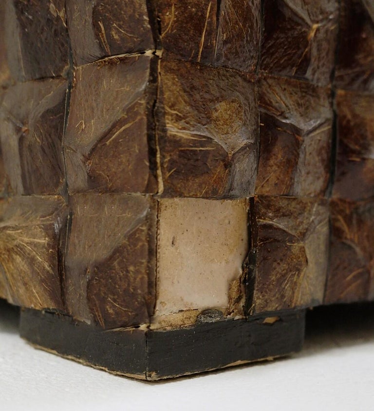 Pair of Coconut Mosaic Shell Plant Holders For Sale at 1stDibs