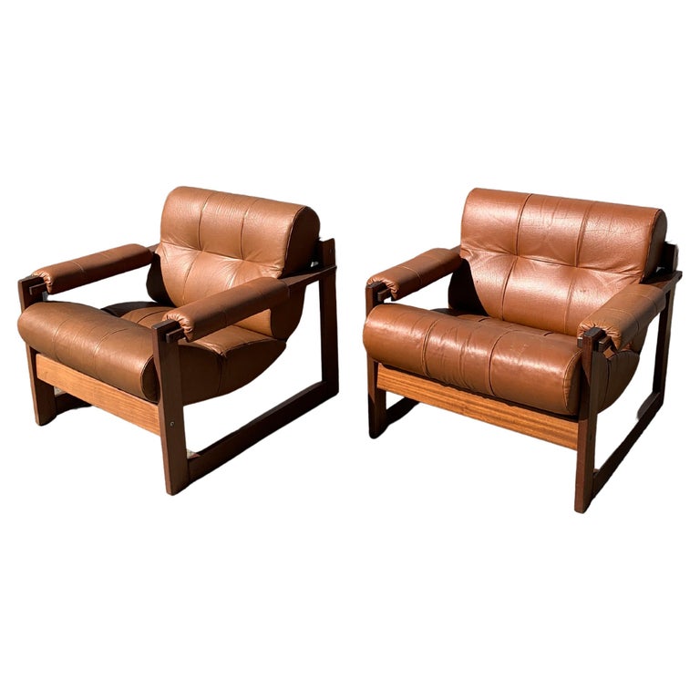 Pair of Cognac Leather 'S1' Lounge Chairs by Percival Lafer For Sale at ...