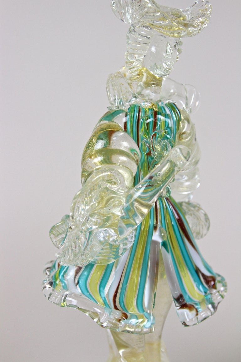 Pair of Colorful Gilt Murano Glass Figurines, Italy, circa 1950 For ...