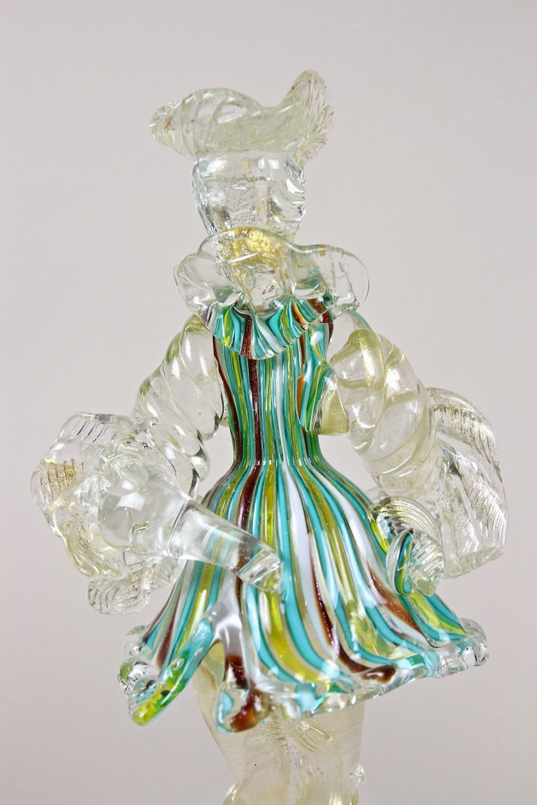 Pair of Colorful Gilt Murano Glass Figurines, Italy, circa 1950 For ...