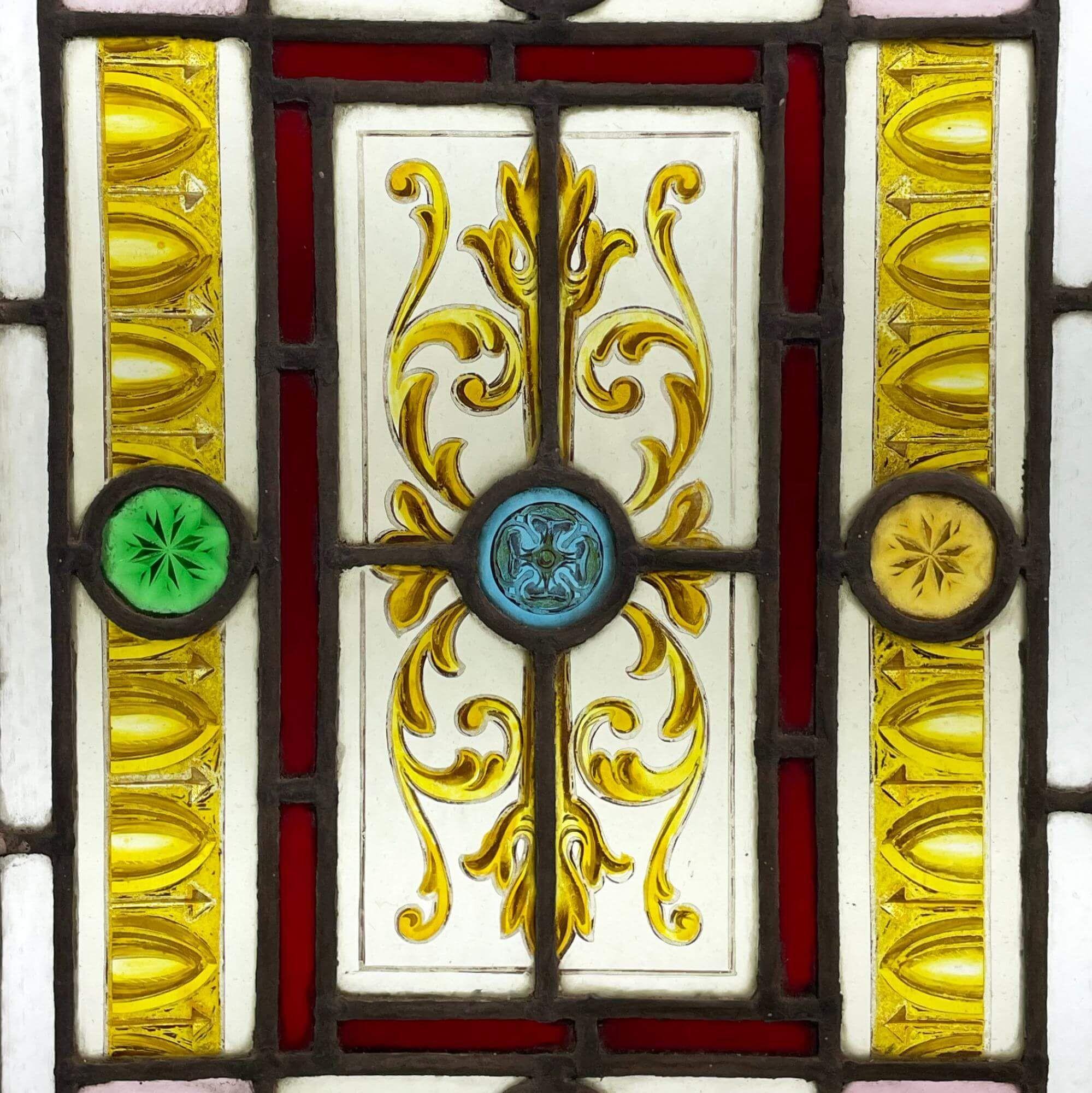 Pair of Colourful Antique Stained Glass Windows For Sale at 1stDibs