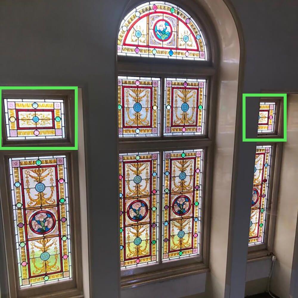 Pair of Colourful Antique Stained Glass Windows For Sale at 1stDibs