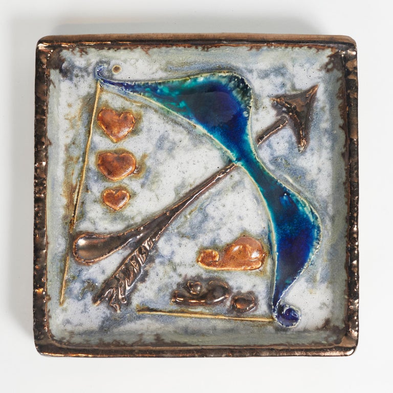 Pair of Colourful Glazed Ceramic Wall Plaques by Helmut Schärfenacker ...