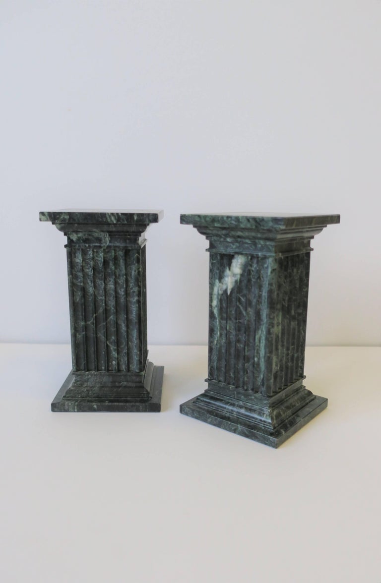 Green and White Column Marble Bookends at 1stDibs