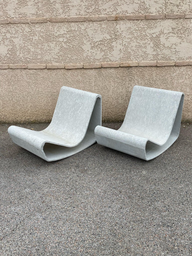 Pair of Concrete Loop Chair Design by Willy Guhl, 1960s For Sale at 1stDibs