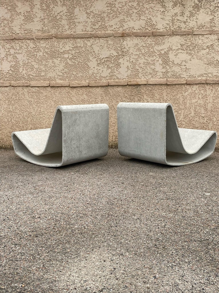 Pair of Concrete Loop Chair Design by Willy Guhl, 1960s For Sale at 1stDibs