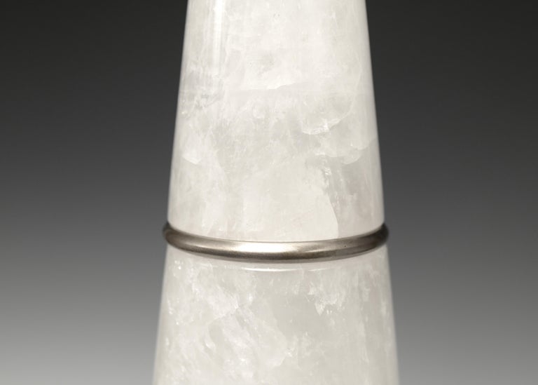 Pair of Cone Shaped Rock Crystal Quartz Lamps For Sale at 1stDibs