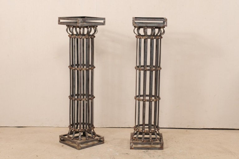 Pair of Contemporary American Iron Architectural Columns at 1stDibs