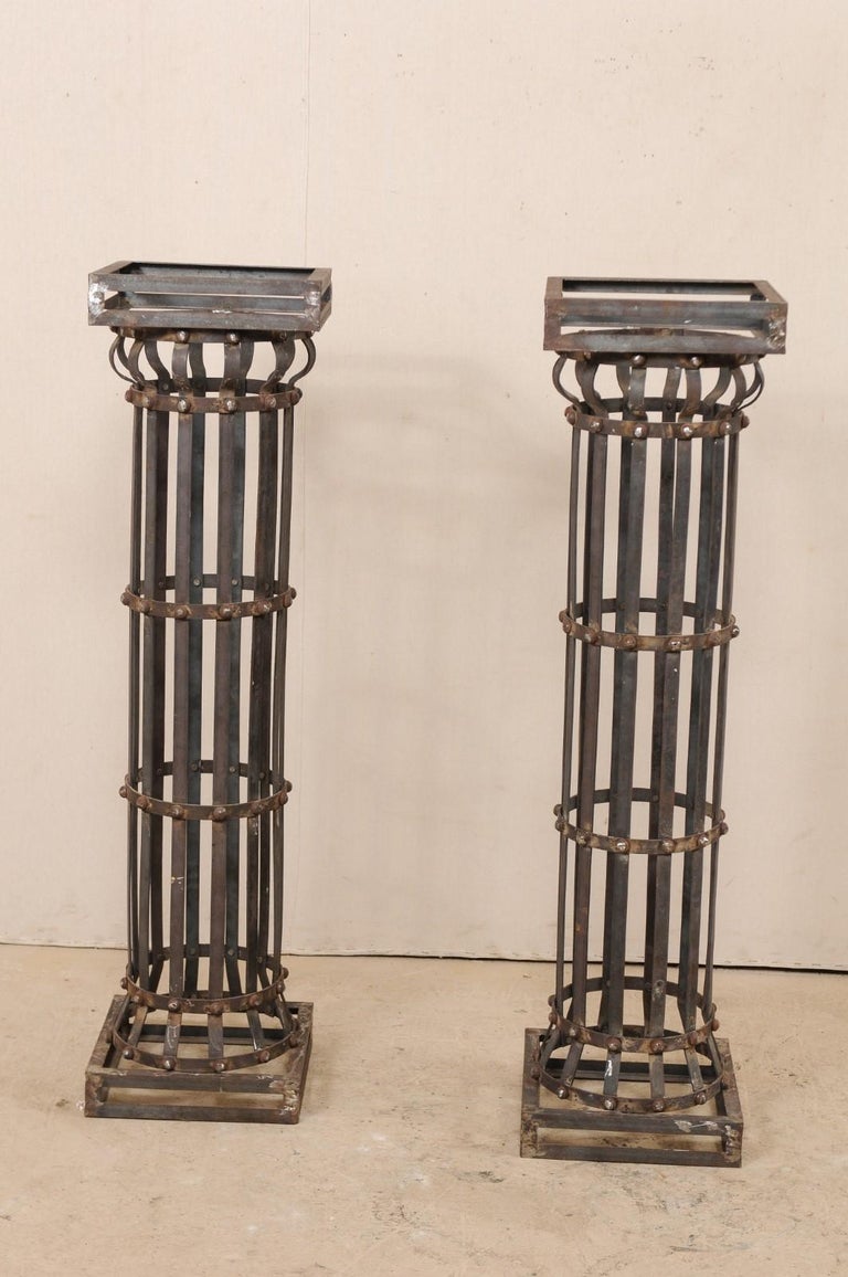 Pair of Contemporary American Iron Architectural Columns at 1stDibs