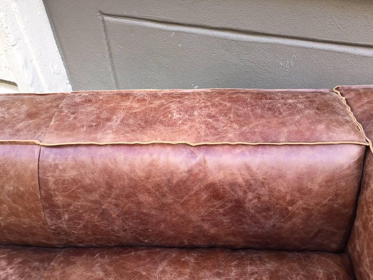 Two Contemporary Distressed Leather Sofas For Sale at 1stDibs