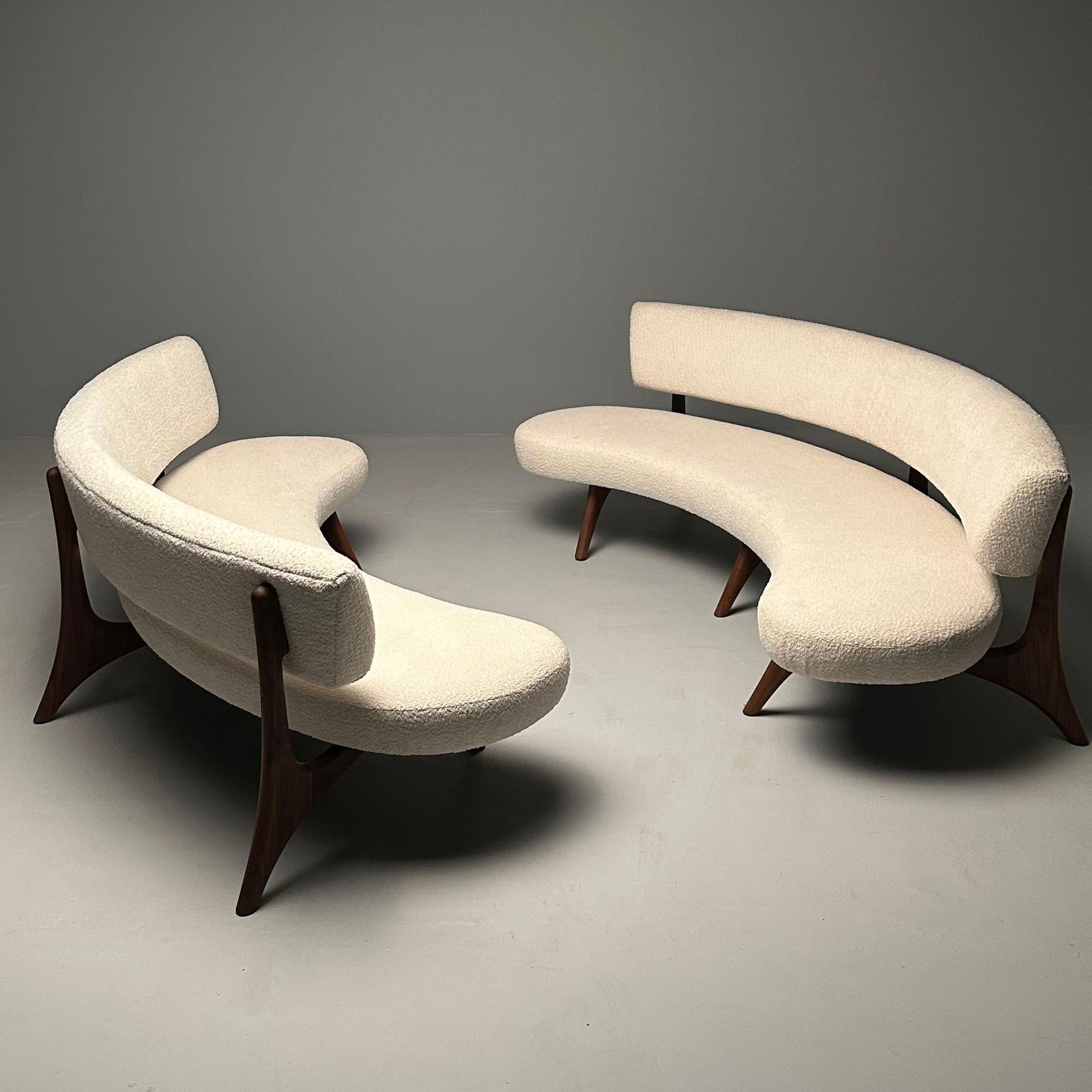 Contemporary, Freeform Floating Sofas, Walnut, Nubby Boucle, 2000s For ...