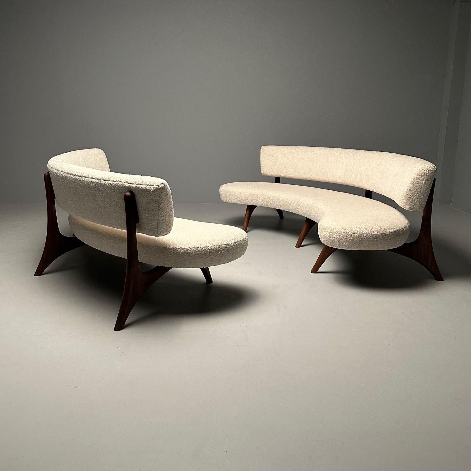 Contemporary, Freeform Floating Sofas, Walnut, Nubby Boucle, 2000s For ...