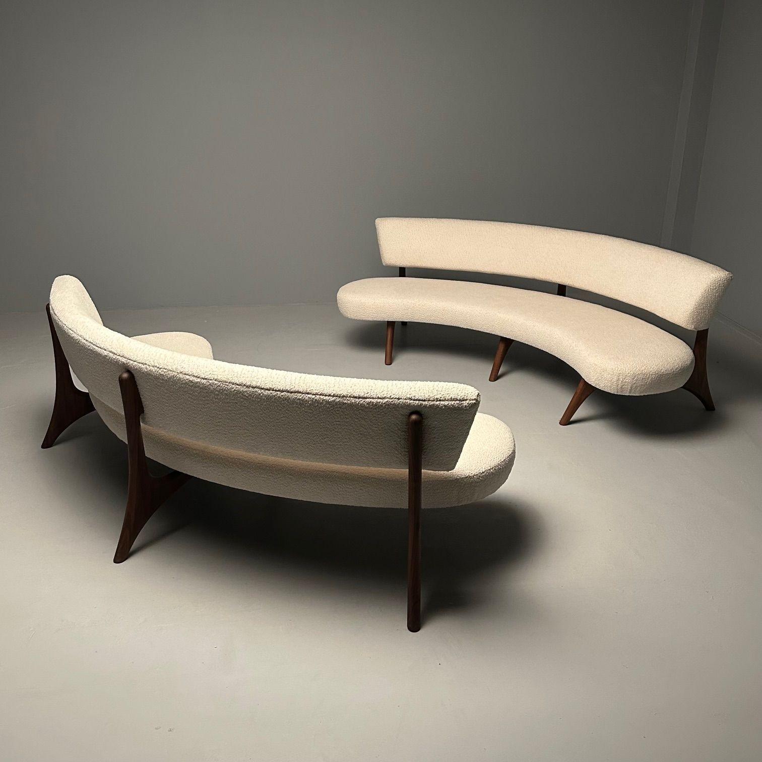 Contemporary, Freeform Floating Sofas, Walnut, Nubby Boucle, 2000s For ...