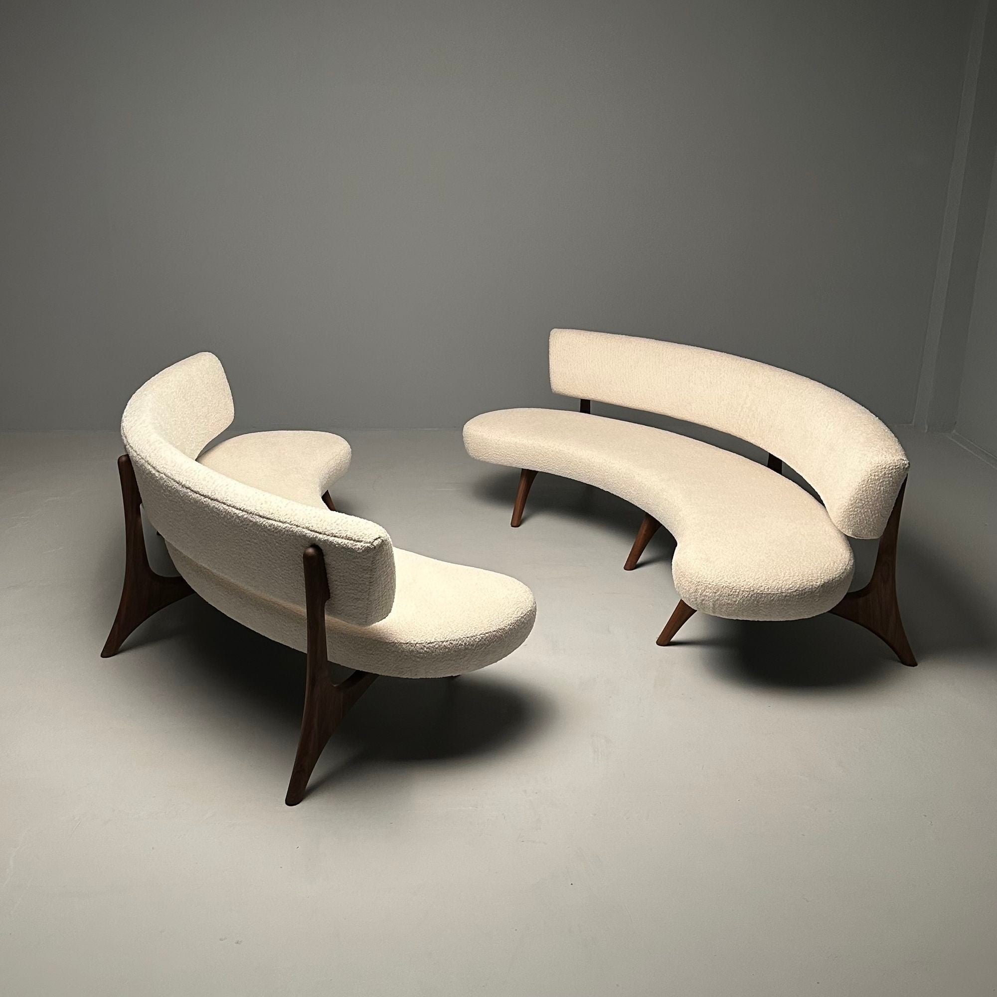 Contemporary, Freeform Floating Sofas, Walnut, Nubby Boucle, 2000s For ...