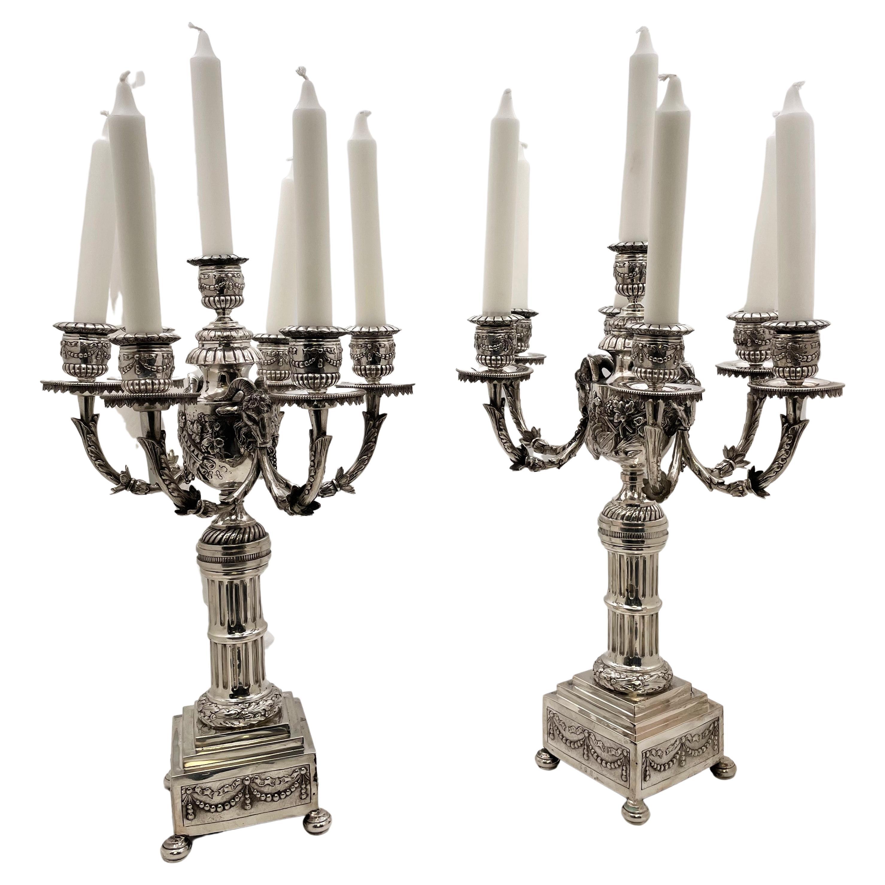 Superb Pair of Continental Silvered Candelabra For Sale at 1stDibs