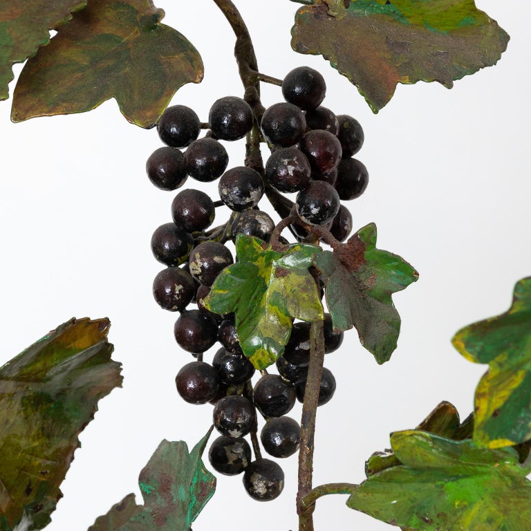 Pair of Continental Style Tole Grape Vine Flower Pots For Sale at 1stDibs