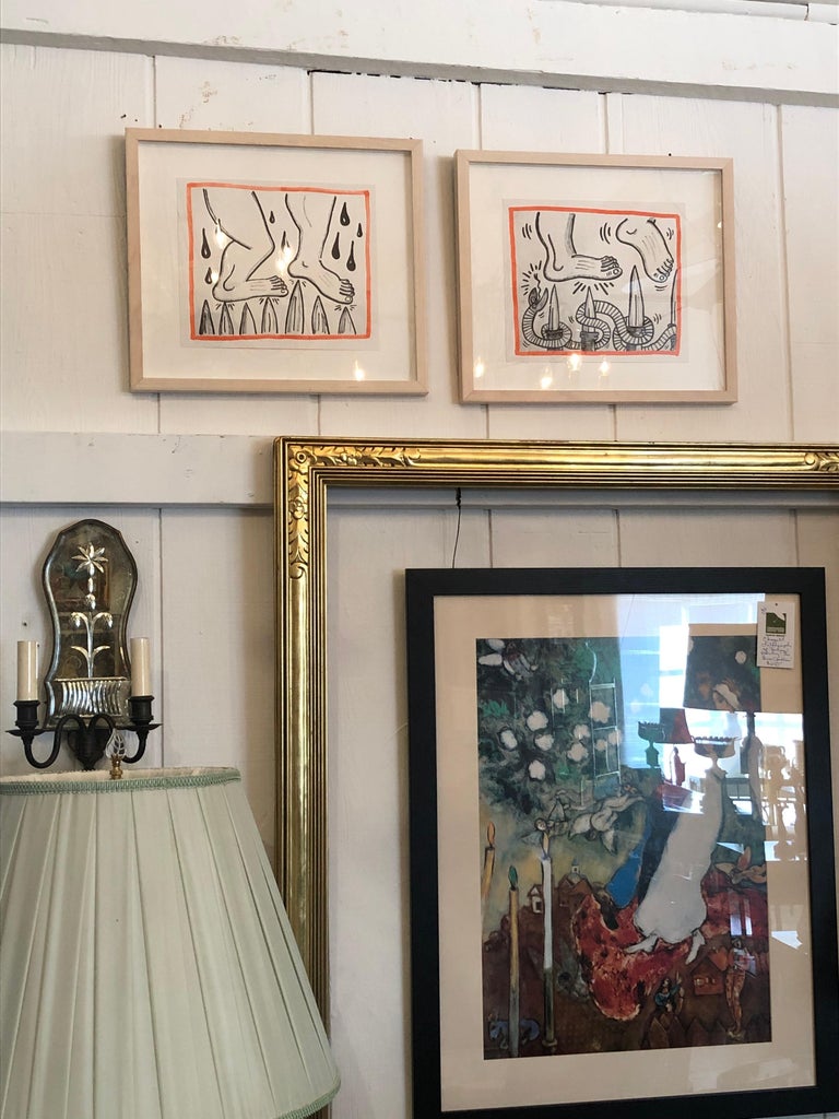 Pair of Cool Keith Haring Lithographs For Sale at 1stDibs