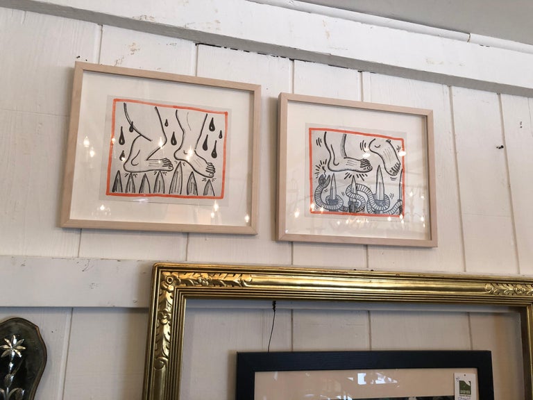 Pair of Cool Keith Haring Lithographs For Sale at 1stDibs