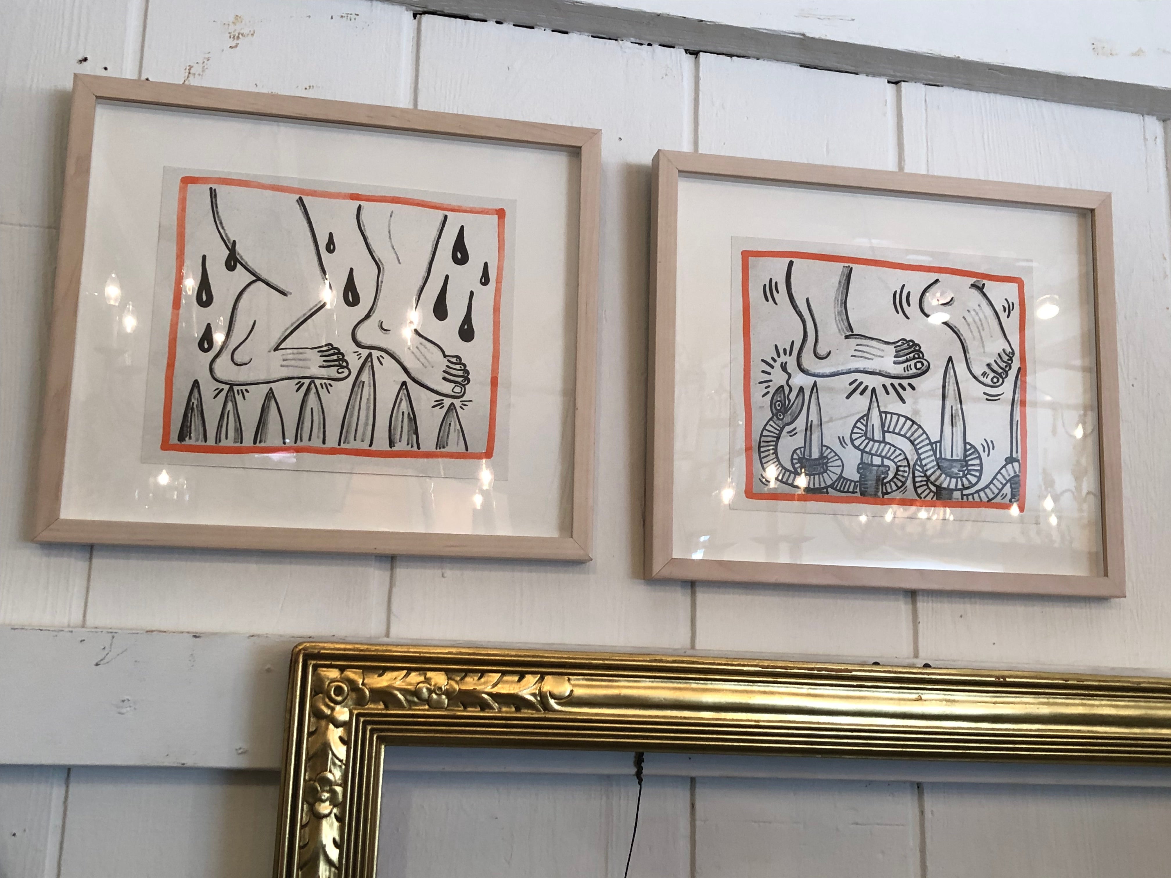 Pair of Cool Keith Haring Lithographs For Sale at 1stDibs