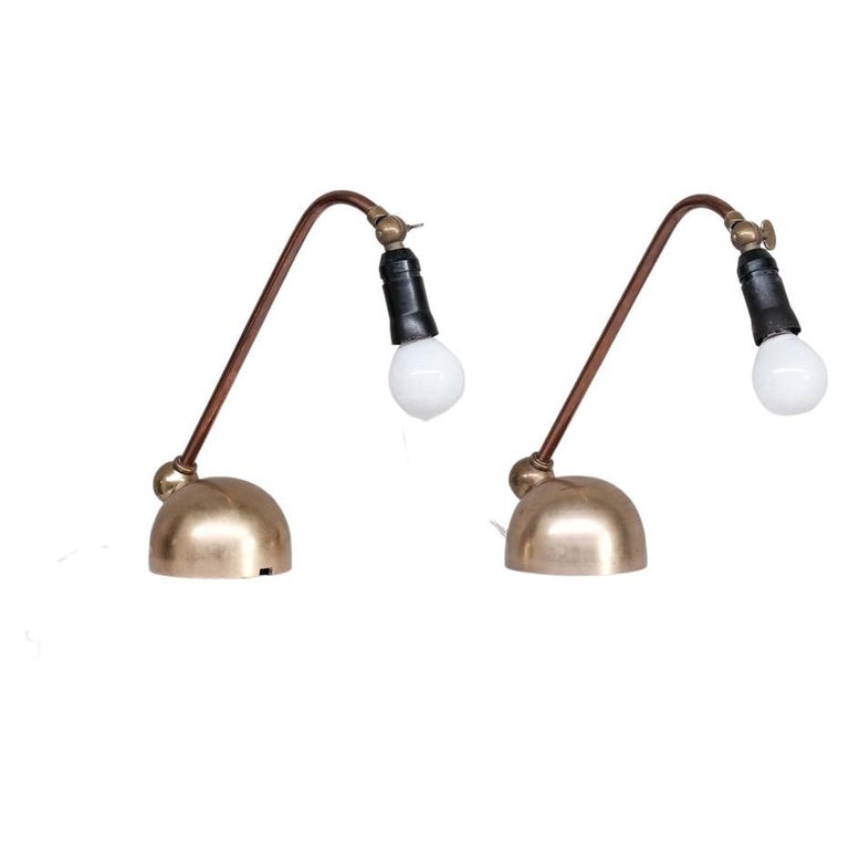 Pair of Copper and Brass Adjustable Mid-Century Danish Table Lamps For ...